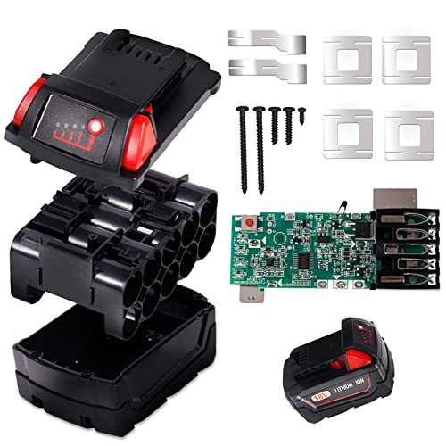 Askoteck M18 18V 10-Cell 3.0Ah 4.0Ah 5.0Ah 18650 Battery Case Replacement for Milwaukee, Battery Broken Plastic Case Replacement Repair Kit Part(No Battery Included)