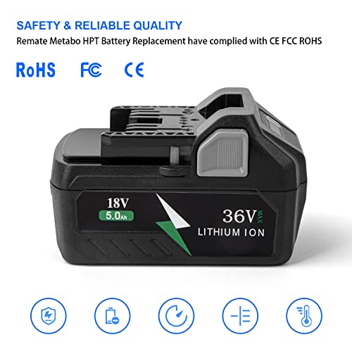 Remate 5.0Ah Replacement for Metabo HPT Battery, MultiVolt 36V/18V Li-Ion Battery Compatible with Metabo 371751M 372121M BSL36A18 BSL36B18 Cordless Power Tools