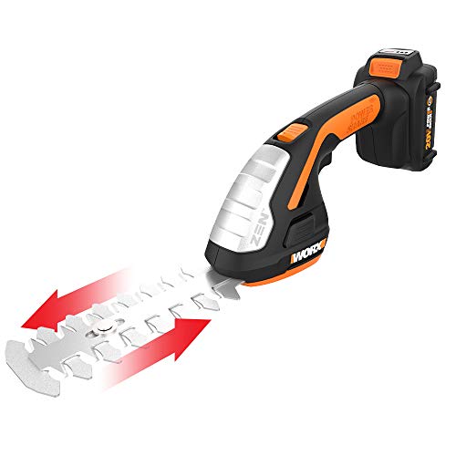 WORX WG261 20V Power Share 22" Cordless Hedge Trimmer (Battery & Charger Included) WG801 20V Power Share 4" Cordless Shear and 8" Shrubber Trimmer (Battery & Charger Included)