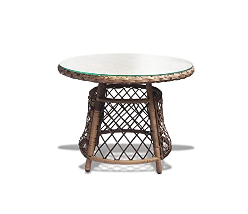 N&V Outdoor Chairs Set Bistro Set 3 Pieces Patio Conversation Set Furniture Set for Balcony Rattan Chairs and Table with Cushions Beige Red Green (RED)