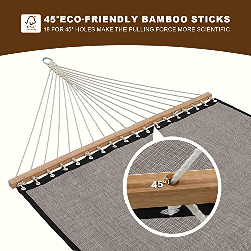 Patio Watcher 11 FT Quick Dry Hammock Bamboo Wood Spreader Bars Outdoor Patio Yard Poolside Hammock with Chain Hanging Kits and Hooks, Waterproof and UV Resistance,Mocha
