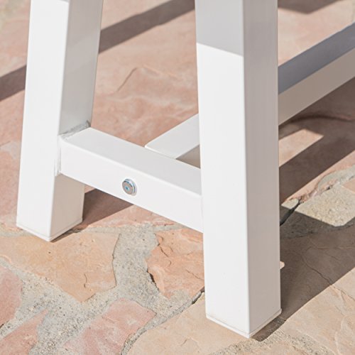 Christopher Knight Home Carlisle Outdoor Acacia Wood Dining Bench with Metal Frame, Sandblast Dark Brown / White Rustic Metal
