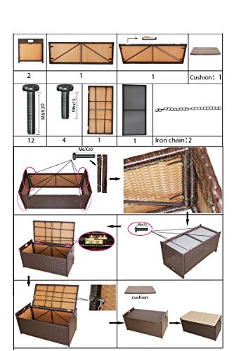 Victoria Young Resin Wicker Deck Box Storage Bench Container with Seat and Cushion Indoor and Outdoor Use, 60 Gallon, Espresso Brown