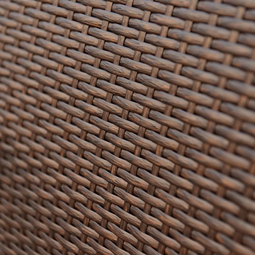 Victoria Young Resin Wicker Deck Box Storage Bench Container with Seat and Cushion Indoor and Outdoor Use, 60 Gallon, Espresso Brown