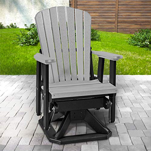 American Furniture Classics OS Home and Office Model 510LGB Fan Back Swivel Glider in Light Gray and Black