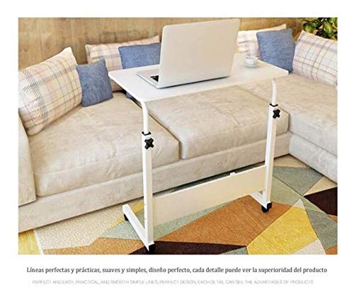 Office Business Hotel Lobby Dining Table Set, Bed Tray Table for Eating and Laptops Lazy Bedside Table Home Office Desks, Solid-Top Height Adjustable Wooden Mobile Laptop Desk Cart with Pulley Does No