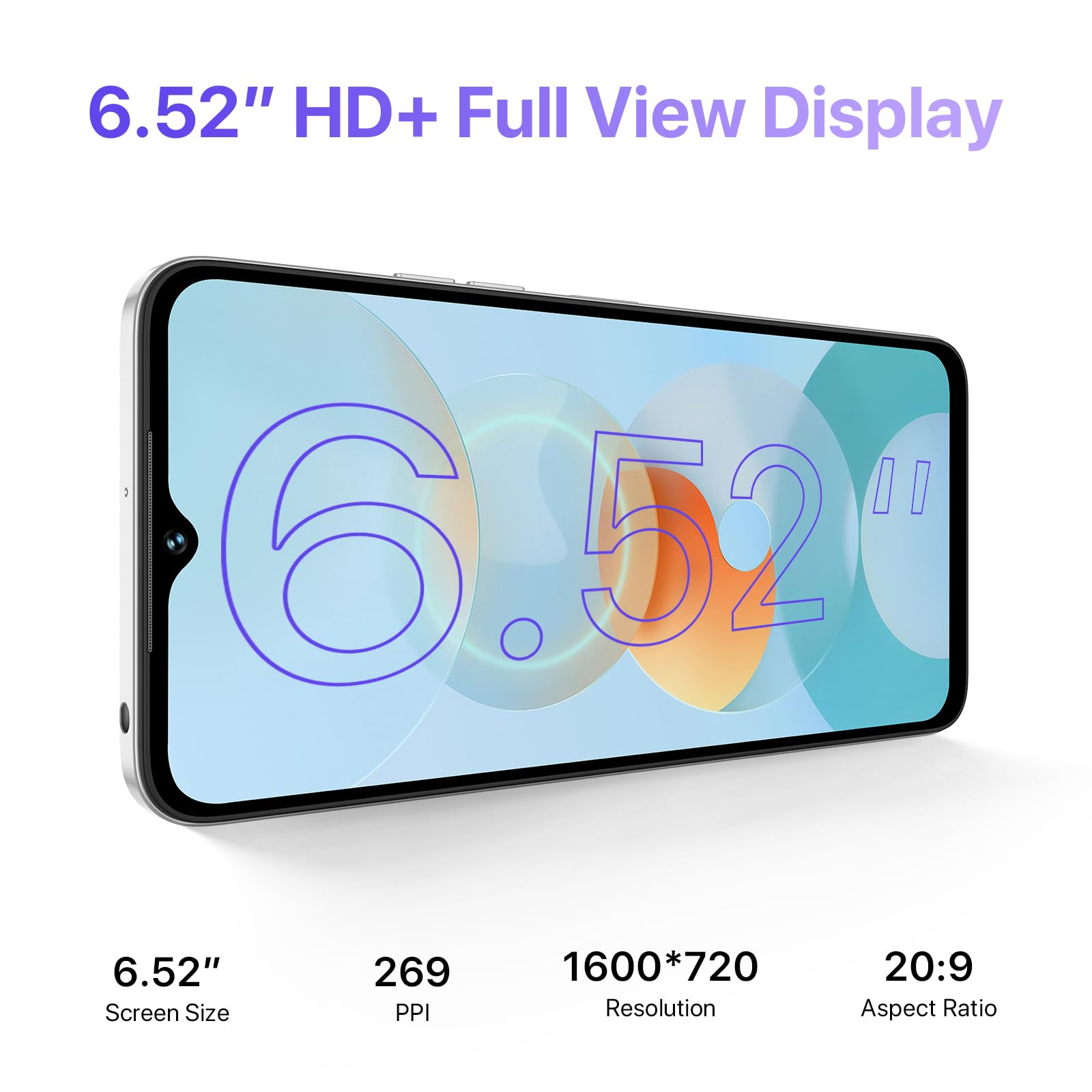 UMIDIGI Unlocked Cell Phone, G5A MTK Helio A22 4+4GB +64GB Android 13 Smartphone Unlocked with 6.52" Full Screen, 13MP+2MP+5MP AI Triple Camera, 5000mAh Battery Fast Charging Mobile Phones,White