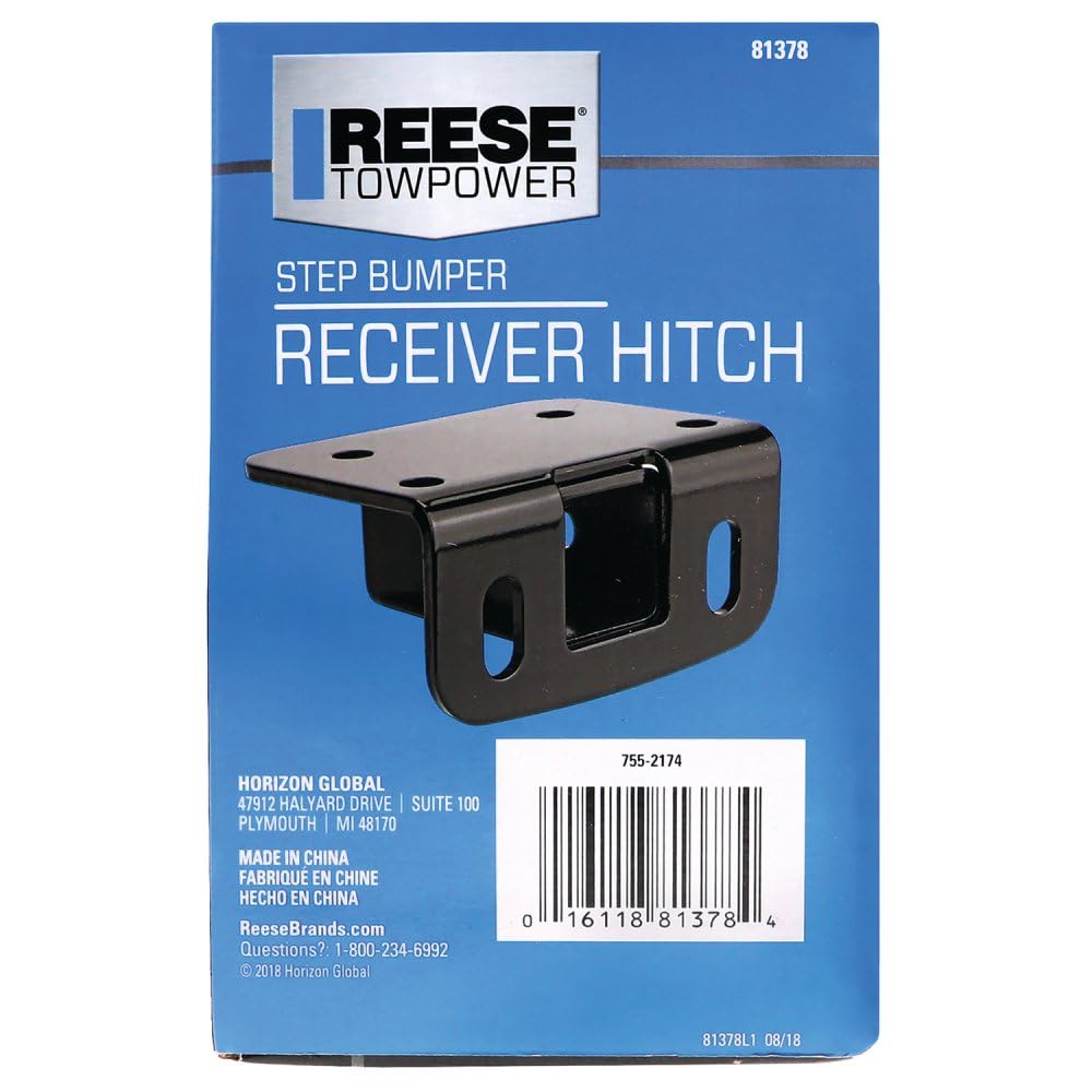 Reese Towpower 81378 Class II Step Bumper Receiver Hitch, Black