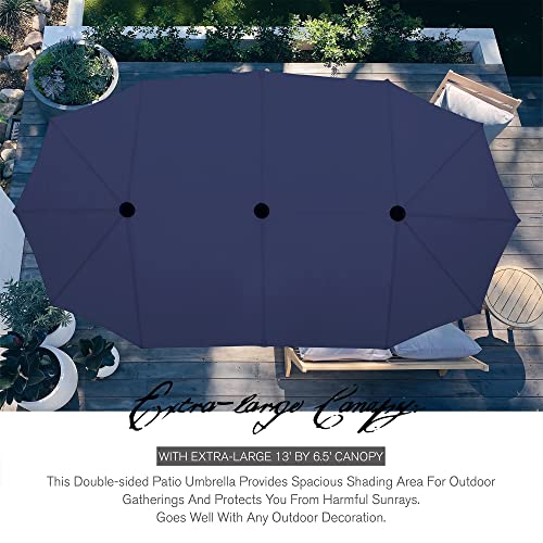 Sophia & William 13ft Double-sided Patio Umbrella, Large Twin Umbrella, Outdoor Umbrella, Navy