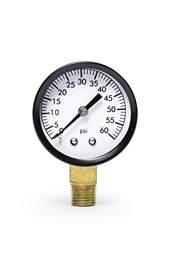 Aquatix Pro Pool Filter Pressure Gauge - Premium Spa/Pool/Aquarium Water Pressure Gauge, 2" Dial, 0-60 Psi, Bottom Mount 1/4", Compatible with Most Brands Such as Hayward, Pentair & Jandy