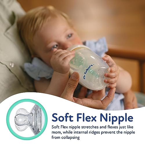 Dr. Talbot's Anti-Colic Bottles with Soft Flex Pacifier - 9 oz - (4-Pack) Baby Bottles for Newborn Babies 0+ Months - Self Sterilizing Bottles with Slow Flow Soft Flex Nipple and Venting System