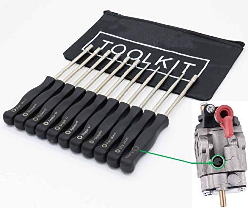 11 Pcs Carburetor Adjustment Tool Screwdriver Kit for Common 2 Cycle Carburator Adjusting Small Engine Carb Tune up Adjusting Tool, Carburetor Adjuster Tool - Carb Tool Kit (band black Tool bag)