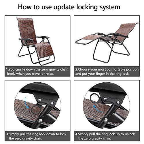 Homall Wicker Zero Gravity Chair Patio Folding Recliner Adjustable Portable Rattan Lounge Outdoor Chair for Lawn Poolside Yard Camping and Fishing (Brown)