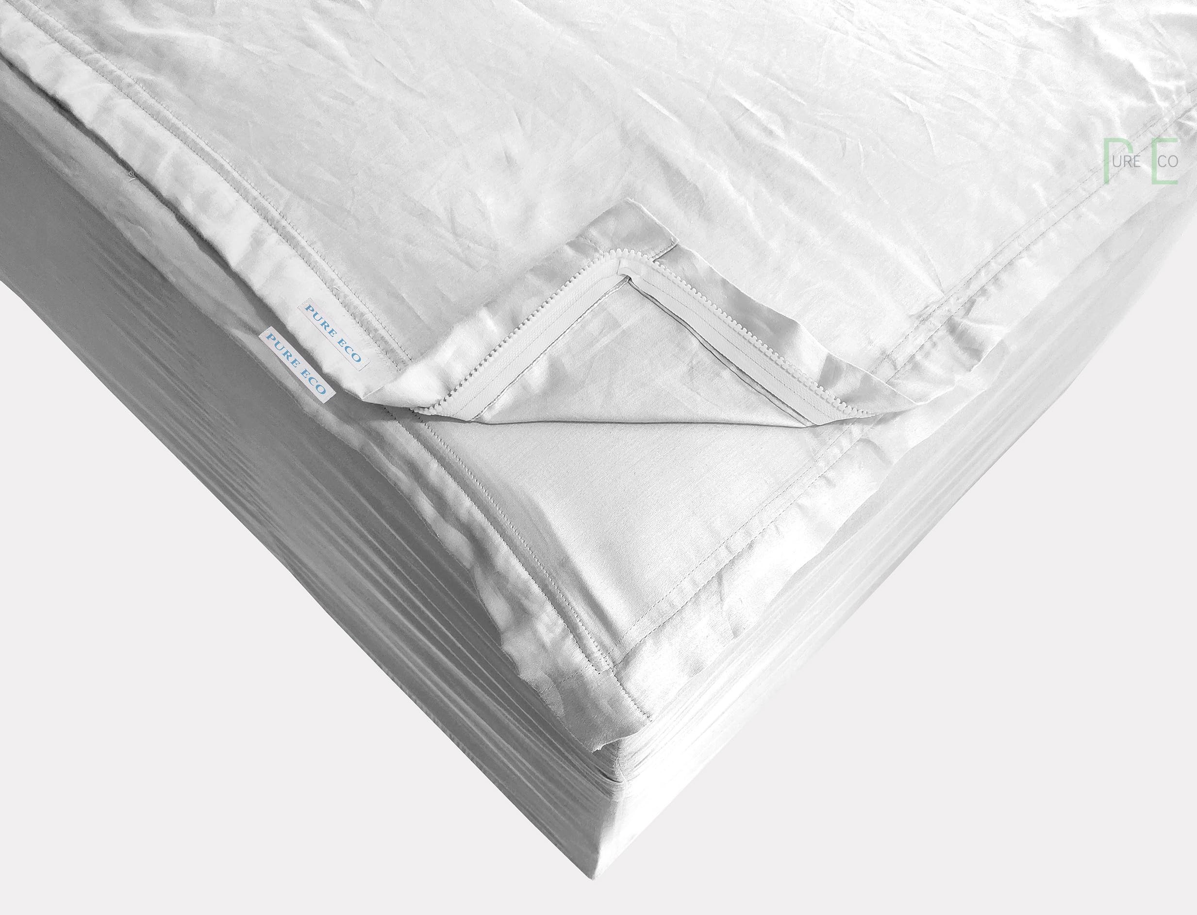 Zip On Fitted Sheet - Includes 2 Zip-On Sheets & 1 Fitted Sheet Base - Upto 16β Inch Deep Pockets Full Size Zipper Fitted Sheets - Soft Cotton 600 TC Fitted Sheet - White