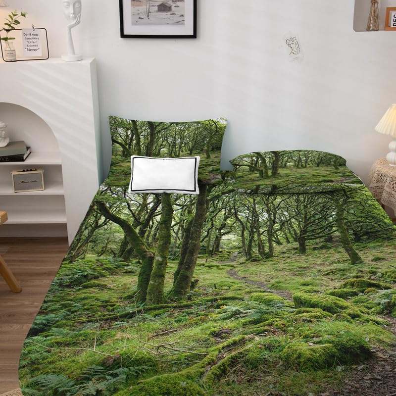 zcsm Landscape Sheets Full Size Sheets - Rainforest Bedding Sheets & Pillowcases - Luxurious 100% Microfiber, High Thread Count Print, Flat Sheet & Deep Pocket Fitted Sheet & 2 Pillowcases