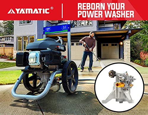 YAMATIC 7/8" Shaft Vertical Pressure Washer Pump 3000 PSI @ 2.5 GPM Replacement Pump for Power Washer, Replacement with Troybilt, Craftsman, Ryobi, Honda, Rear Facing Inlet/Outlet