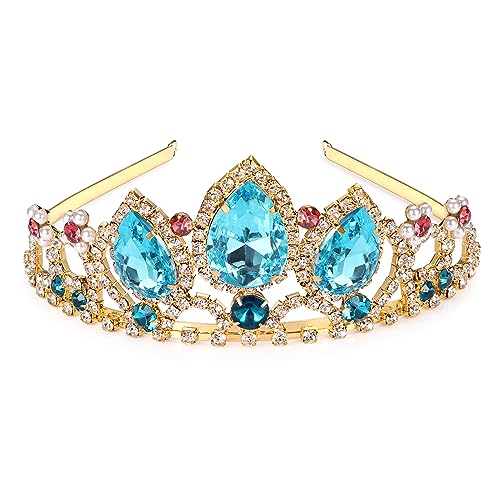 Vinjewelry Princess Crown Halloween Cosplay Hair Accessories Girls Tiara Bridal Wedding Crystal Hair Band Tiara Pageant Tiara Birthday Gifts