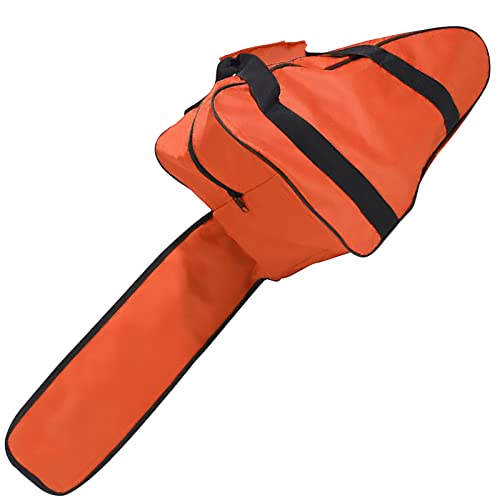 Aginkgo Chainsaw Bag Carrying Zipper Case for 20/22 inch Chainsaws Heavy-Duty Waterproof Oxford Chainsaw Carry Bag Protective Storage Bags Holder Full Protection Portable Bag (Orange)
