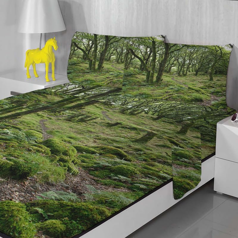 zcsm Landscape Sheets Full Size Sheets - Rainforest Bedding Sheets & Pillowcases - Luxurious 100% Microfiber, High Thread Count Print, Flat Sheet & Deep Pocket Fitted Sheet & 2 Pillowcases