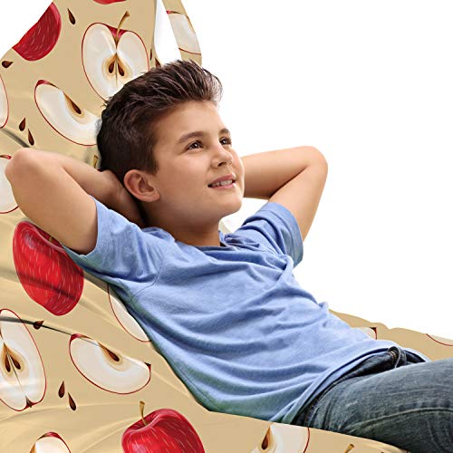 Ambesonne Fruits Lounger Chair Bag, Fresh Fruit Slices ed Backdrop Pie Ingredients Vegetarian Way of Life, High Capacity Storage with Handle Container, Lounger Size, Cream Red Beige
