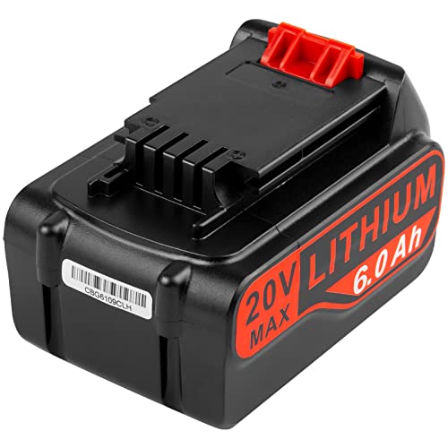 [1Pack] 6.0Ah HIGH Output Long-Lasting 20V Battery for Black+Decker 20 Volt LB20 LBX20 LBXR20 LBXR20B LBXR2020 LBX4020 LB2X4020 LST220 Tool Battery