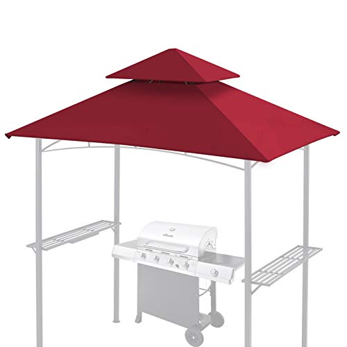 BenefitUSA Double Tiered Replacement Canopy ONLY for 8x5Ft Barbecue Gazebo, Outdoor Grill Shelter Replacement Canopy Top (Burgundy)