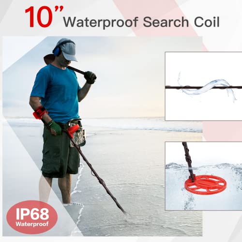 Metal Detectors for Adults Waterproof Professional Higher Accuracy Gold Detector with LCD Display, Advanced DSP Chip 10" Coil Gifts for Men Dad Father