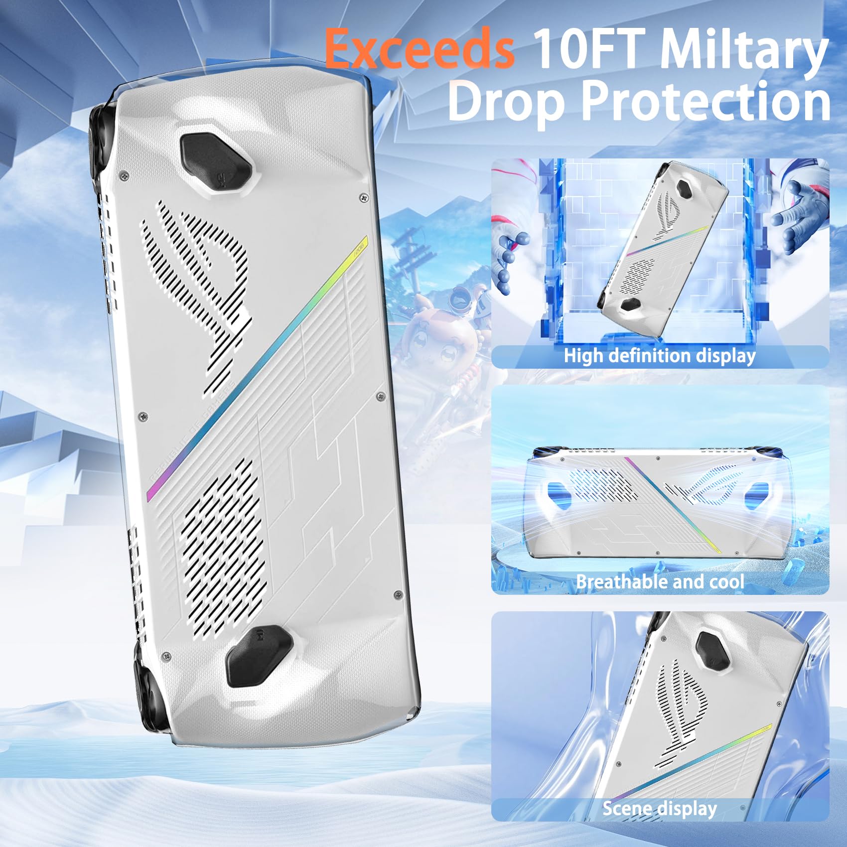 KSKSPE Case for ASUS ROG Ally Gaming Handheld, Silicone Protective Skin Sleeve, Anti-Slip & Scratch Cover for ROG Ally Gaming Handheld-Clear