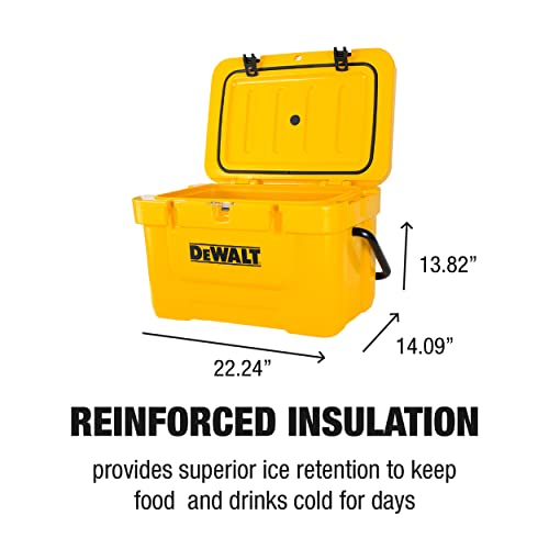 DEWALT 25 Qt Roto Molded Cooler, Heavy Duty Ice Chest for Camping, Sports & Outdoor Activities