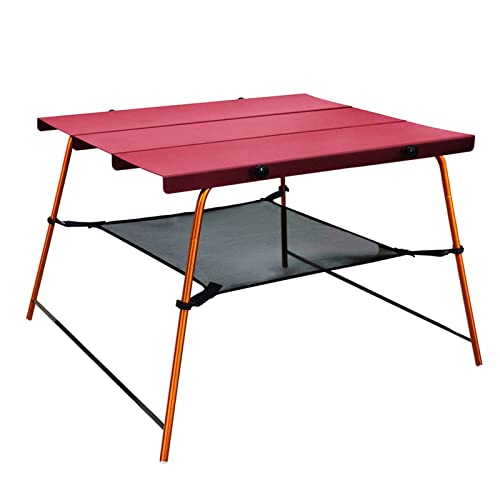 SUNESA Portable Picnic Table Portable Camping Folding Table Ultralight Compact Aluminum Table for Fishing Hiking Outdoor Camping Home Barbecue Picnic Foldable Camping Table (Color : Rojo)