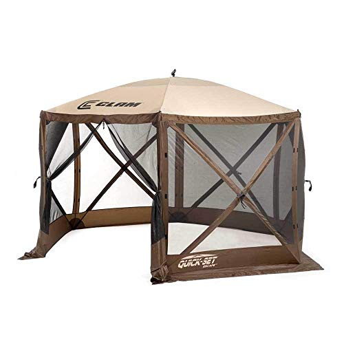 CLAM Quick-Set Escape 11.5 x 11.5 Ft Portable Pop Up Camping Outdoor Gazebo Screen Tent Canopy Shelter & Carry Bag with 6 Wind & Sun Panels Accessory