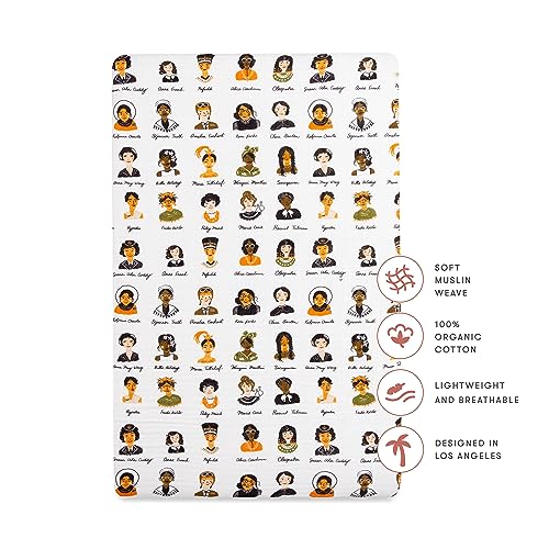Babyletto 100% Organic Cotton Mini Crib Sheet, GOTS-Certified, Fitted 360°, Ultra-Soft and Breathable Muslin - Women in History