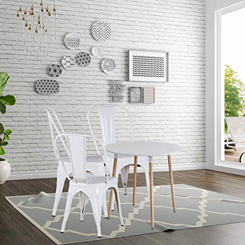Set of 4, Navy Metal/Iron Patio Dining Chairs, Farmhouse Dining Chairs, Restaurant/Beach cafeterai Indoor/Outdoor Chairs (White)