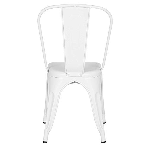 Set of 4, Navy Metal/Iron Patio Dining Chairs, Farmhouse Dining Chairs, Restaurant/Beach cafeterai Indoor/Outdoor Chairs (White)