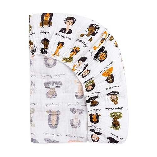 Babyletto 100% Organic Cotton Mini Crib Sheet, GOTS-Certified, Fitted 360°, Ultra-Soft and Breathable Muslin - Women in History