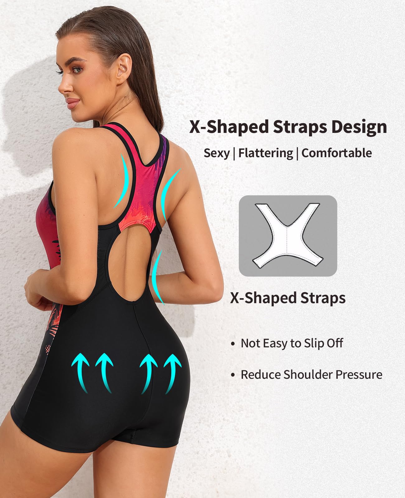 beautyin Swimsuit Women Boyleg One Piece Water Aerobic Traininig Lap Bathing Suit
