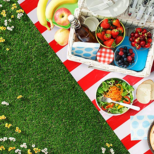 Boao 3 Piece Red and White Stripe Table Covers 51 x 71 Inch Carnival Independence Day Striped Plastic Tablecloth Rectangle Disposable Table Covers for Circus Party Decoration Supplies