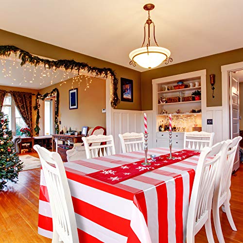 Boao 3 Piece Red and White Stripe Table Covers 51 x 71 Inch Carnival Independence Day Striped Plastic Tablecloth Rectangle Disposable Table Covers for Circus Party Decoration Supplies