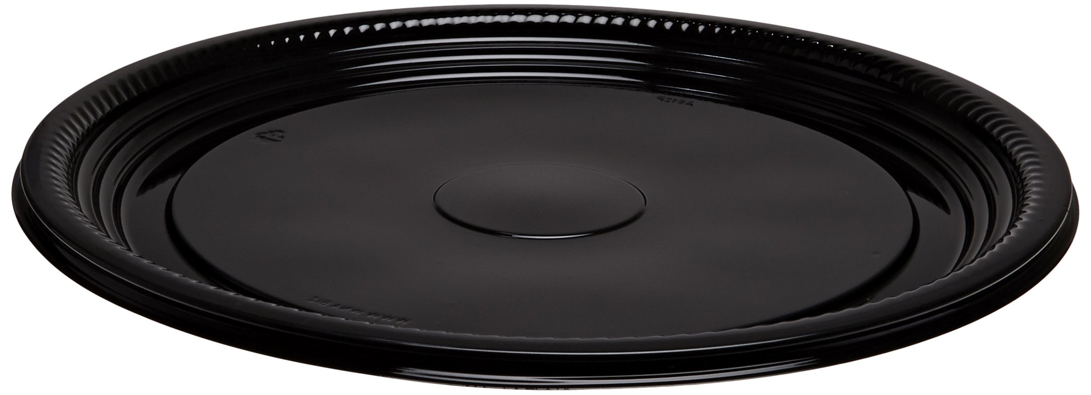 CaterLine Casuals Plastic Platter Round Tray, 12-Inch, Black, (25-Count)