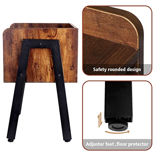 LIRUXUN C Frame Coffee Table Metal Frame Set Wood Vintage Side Table Mobile Living Room Bedroom Furniture