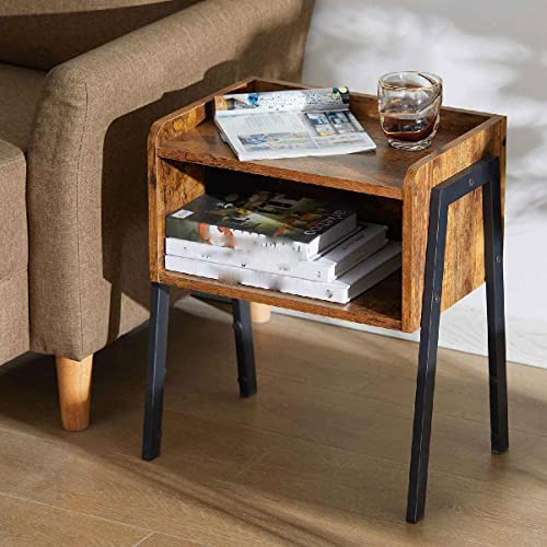 LIRUXUN C Frame Coffee Table Metal Frame Set Wood Vintage Side Table Mobile Living Room Bedroom Furniture