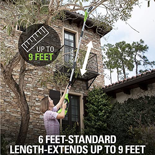 Greenworks 40V 8-inch Cordless Pole Saw with Hedge Trimmer Attachment 2.0Ah Battery and Charger Included, PSPH40B210