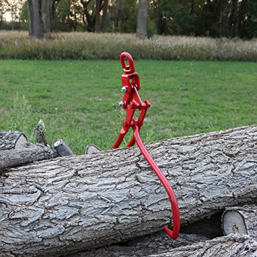 Felled 28in Log Lifting Tongs - 38in Cap Large Steel Timber Log Grapple Skidding Tongs for Wood Logging Equipment