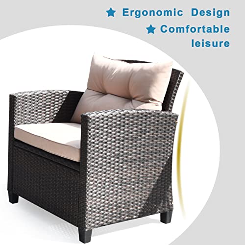 SDGH 8PCS Outdoor Rattan Furniture Set Cushioned Sofa Armrest Table Single Sofa Loveseat