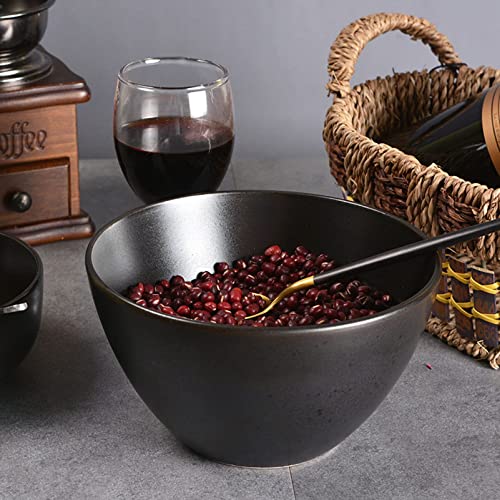 16 Piece Dinnerware Set Service for 4, Round Black Matte Dishes Sets, Includes 4 Dinner Plates 4 Salad Plates, 4 Bowls and 4 Mugs