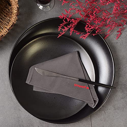 16 Piece Dinnerware Set Service for 4, Round Black Matte Dishes Sets, Includes 4 Dinner Plates 4 Salad Plates, 4 Bowls and 4 Mugs