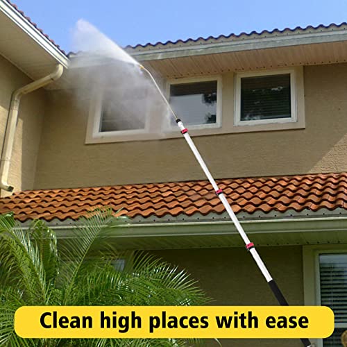 janz 24 FT Pressure Washer Telescoping Wand with Power Washer Extension Wand, Gutter Cleaner Attachment, Support Harness, 5 Spray Nozzle Tips and 2 Hose Inlet Adapters