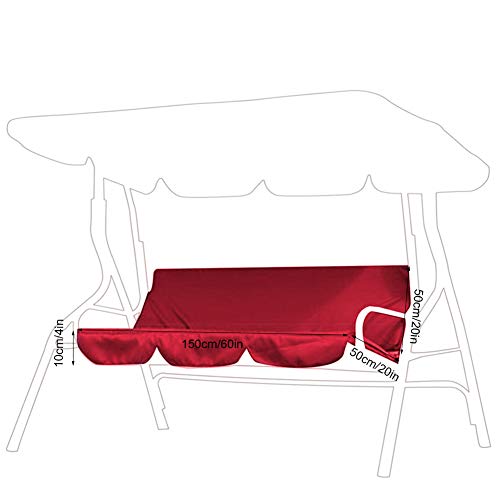 Swing Cushion, 3‑Seat Chair Waterproof Swing Replacement 3‑Seat Chair Seat Cover for Outdoor Swing(red)
