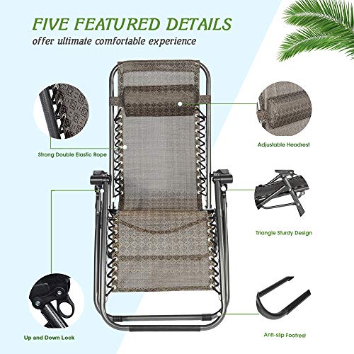 Livebest Set of 2 Adjustable Zero Gravity Chair Patio Lounge Chairs Folding Recliner Outdoor Pool Yard Beach
