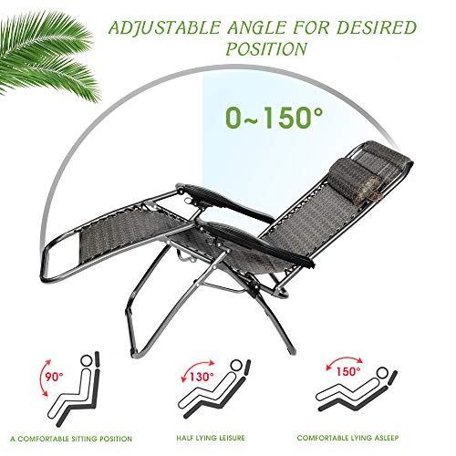 Livebest Set of 2 Adjustable Zero Gravity Chair Patio Lounge Chairs Folding Recliner Outdoor Pool Yard Beach